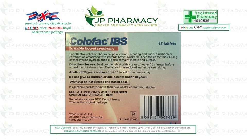 Colofac IBS -Abdominal pain, cramps, Wind, Bowel Syndrome -15 tabs. EXP ...