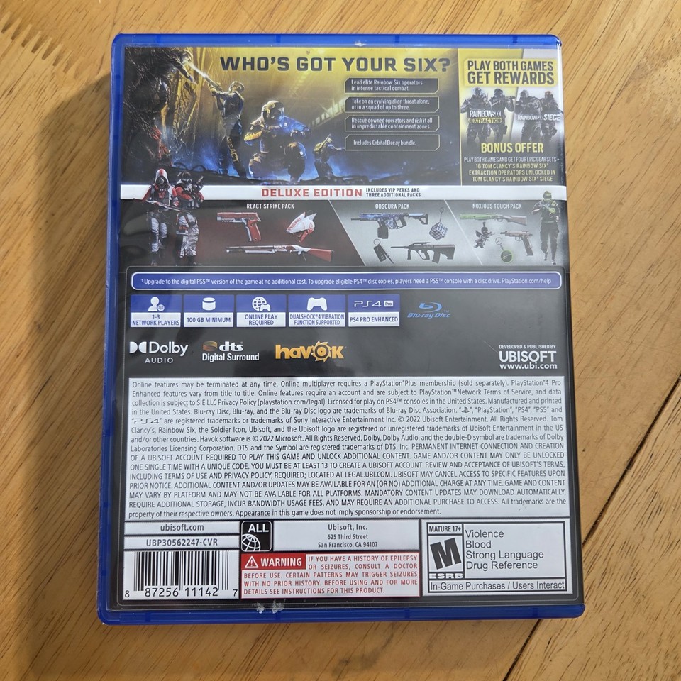 Tom Clancy's Rainbow Six Extraction - Deluxe Edition (PS4) Case And ...
