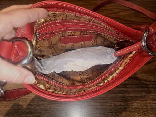 Tignanello Red Leather Crossbody Bag Built in Organizer Wallet Purse ...