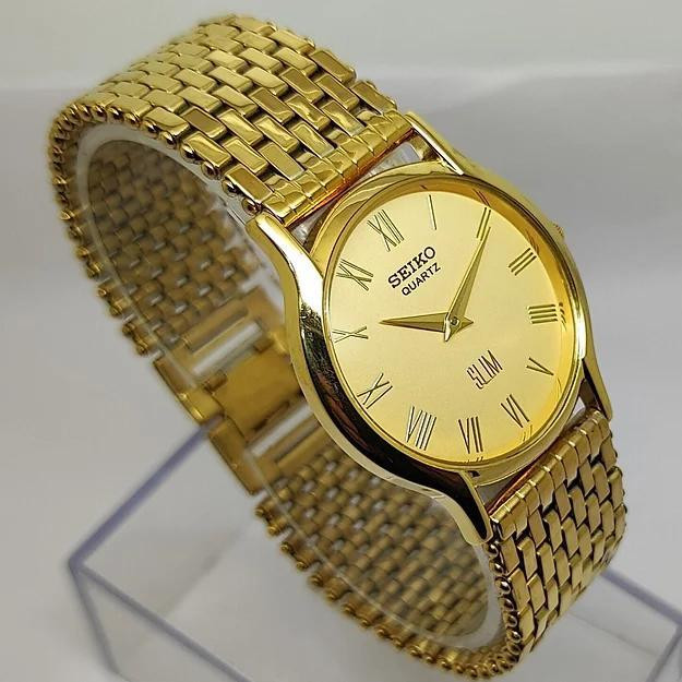 Seiko Vintage Quartz Slim Gold Watch Men 20mm Collector's Edition ...
