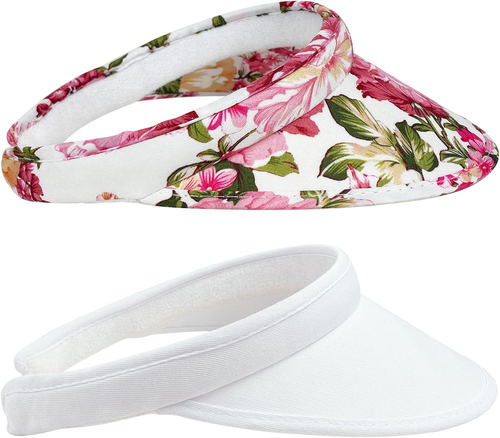 2 Pack Clip On Sun Visor Hats Women Men Wide Brim Backless Visors Hat ...