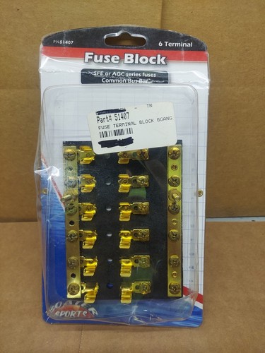 Marine Boat RV Glass Fuse Terminal Block 6 Gang w/ Common Ground Buss ...