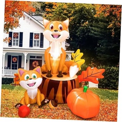 6FT Thanksgiving Inflatables Fox Outdoor Decorations, Large Fall Blow ...