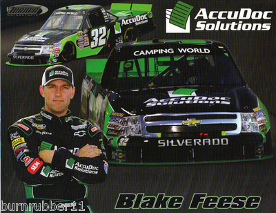 2011 BLAKE FEESE "ACCUDOC SOLUTIONS" #32 NASCAR "CWTS" POSTCARD | eBay