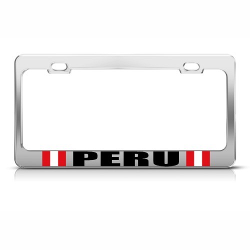 PERU FLAG PERUVIAN Metal License Plate Frame Tag Holder Two Holes | eBay