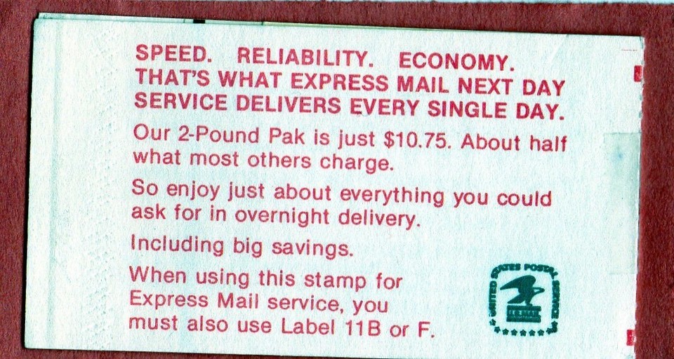 U.S. PRIORITY BOOKLET OF 3 SCOTT#BK148 1985 $10.75 EAGLE & MOON MINT P ...