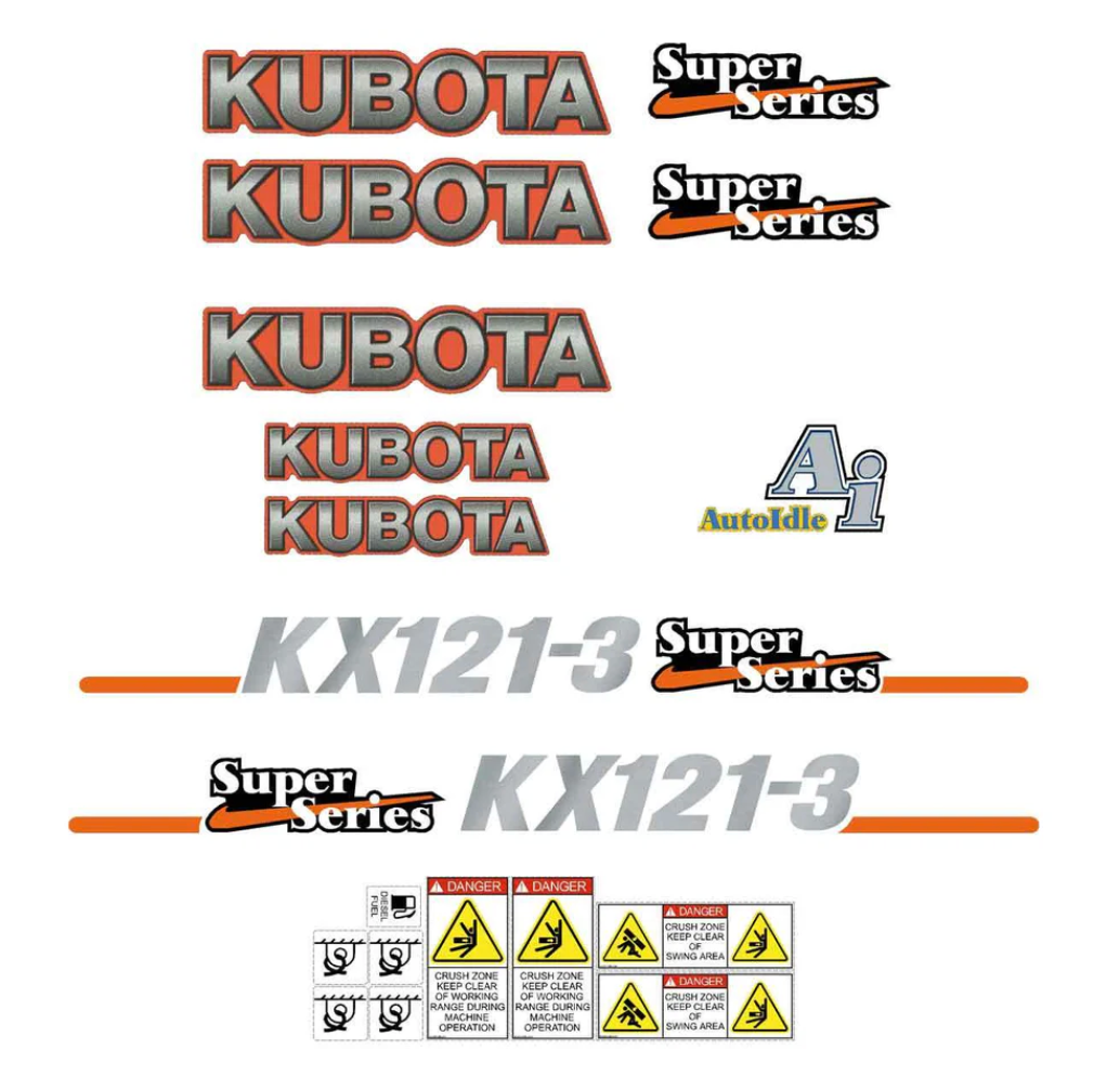 Kubota KX121-3 Decal Kit Mini Excavator Stickers for KX121-3 | eBay