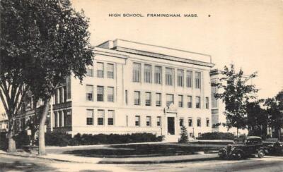 FRAMINGHAM, MA Massachusetts HIGH SCHOOL Middlesex County 1940 Postcard ...