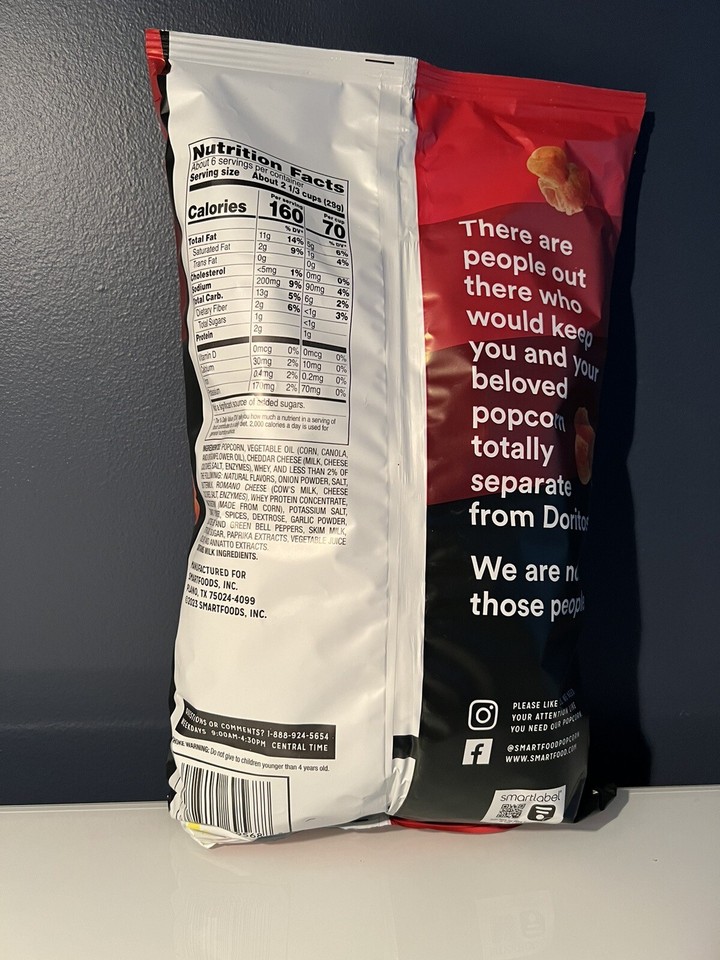 🟠 Brand New Limited Edition Smartfood Doritos Nacho Cheese Flavored ...