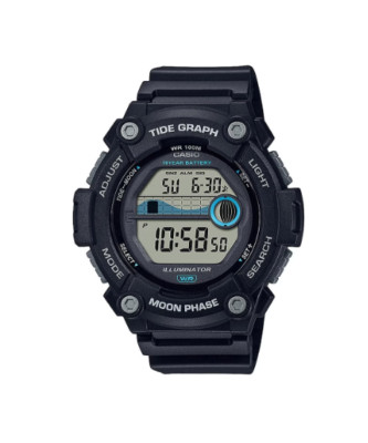 Casio Gray Dial Black Resin Quartz Men's Round Digital Watch WS-1300H ...