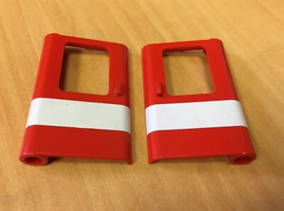 LEGO Red Door 1 x 4 x 5 Train Left & Right Pair w/ White Stripe Pattern ...