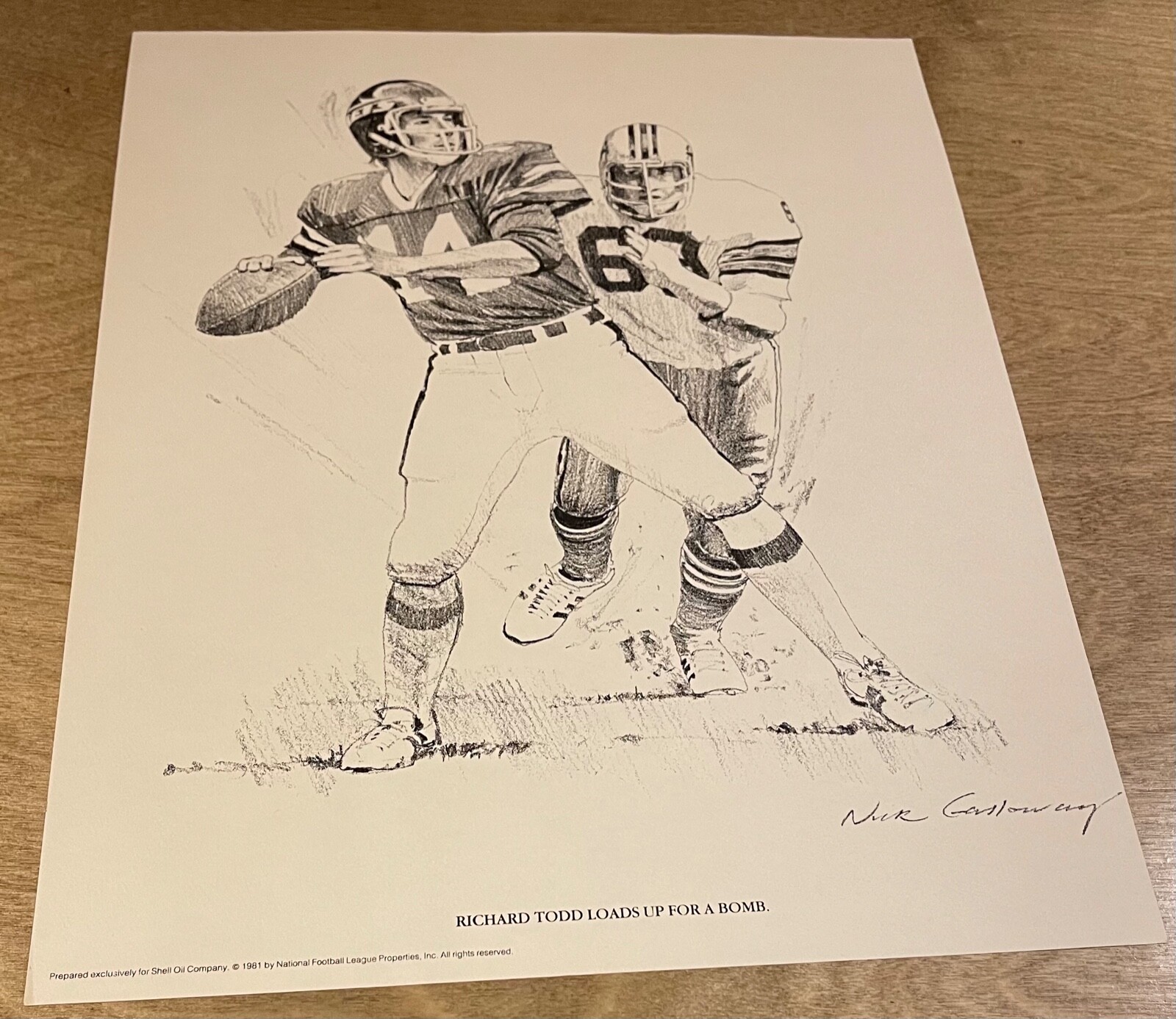 1981 Shell Oil Football Prints NY Jets Team "Richard Todd Loads Up For ...