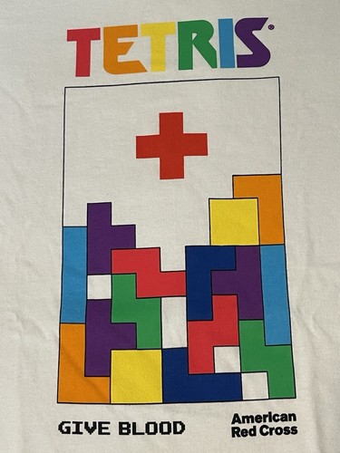 American Red Cross TETRIS Donor T Shirt Adult Size Medium 100% Cotton ...