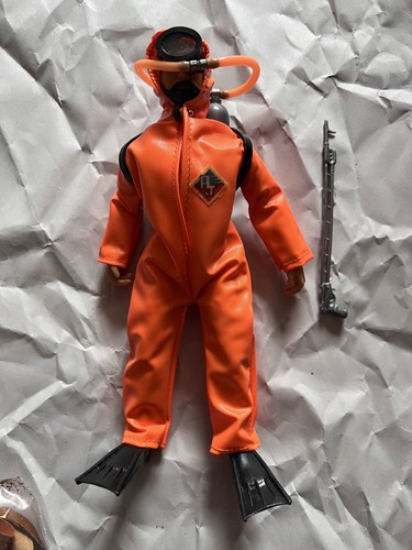 Vintage Mego Action Jackson Figure + Orange Diver Frogman Outfit Loose ...
