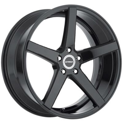 28 inch 28x10 Strada PERFETTO GLOSS BLACK wheels rims 6x5.5 6x139.7 +24 ...