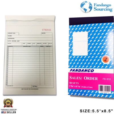 Sales Order Book / Receipt Book ~ 50 Triplicate Forms ~ Carbonless, 5.5 ...