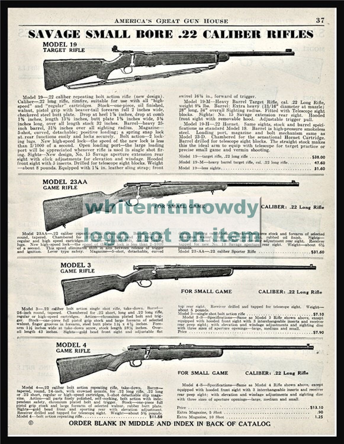 1944 SAVAGE Model 19 Target 23AA 3 and 4 Game Rifle PRINT AD | eBay