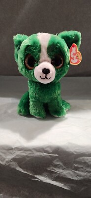 TY DILL Beanie boos Green Dog the CHIHUAHUA 6" big Glitter eyes MWMT ...