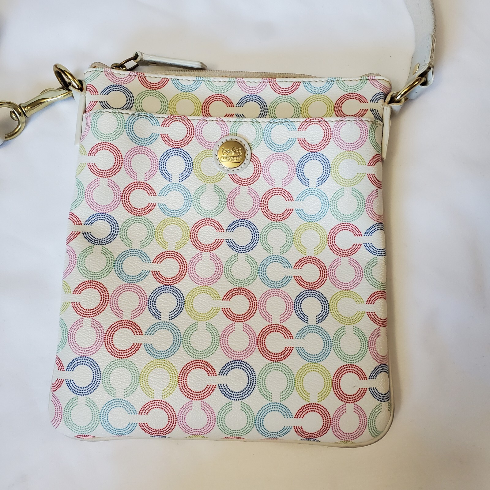 Coach Ivory, Multi-Colored Signature Logo Waverly Cro… - Gem