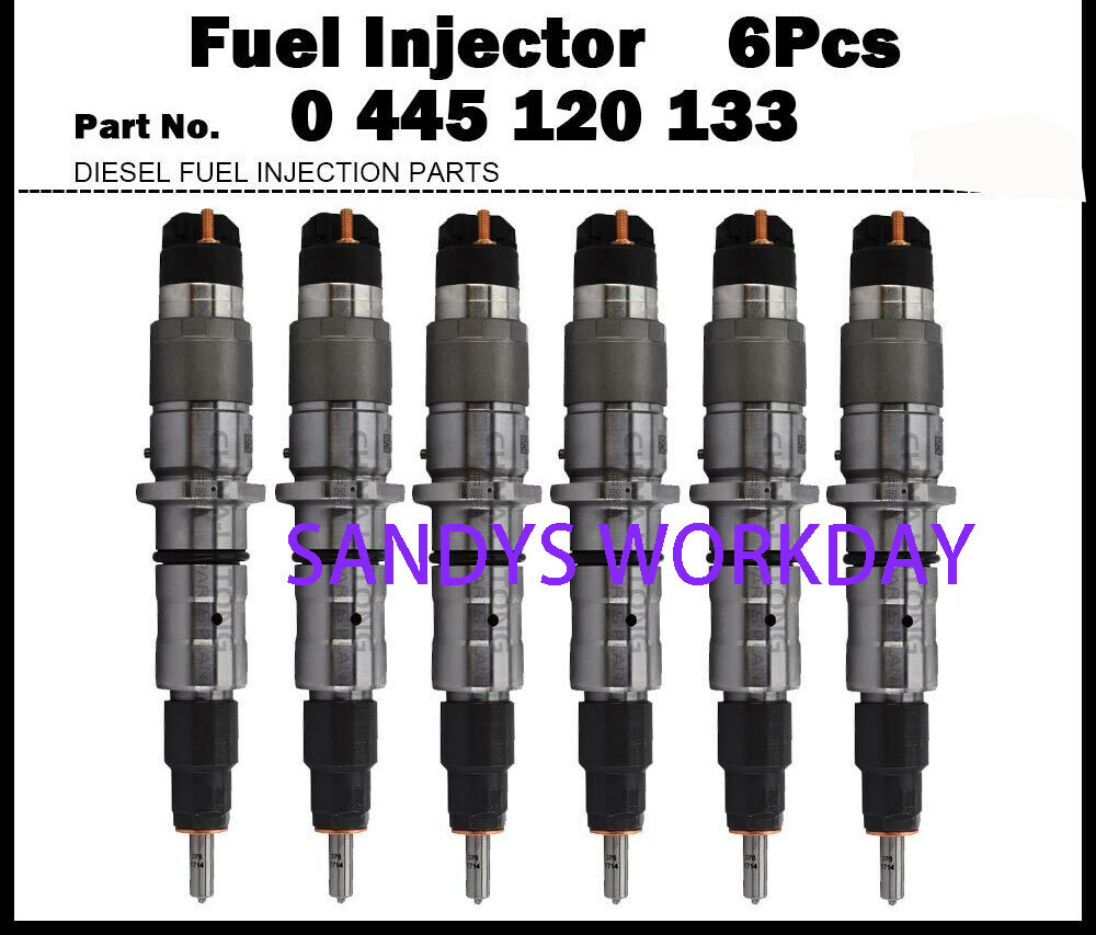 for Cummins ISC 6Pcs Fuel Injector 0445120133 4993482 ISL9 QSC8.3 QSL8 ...