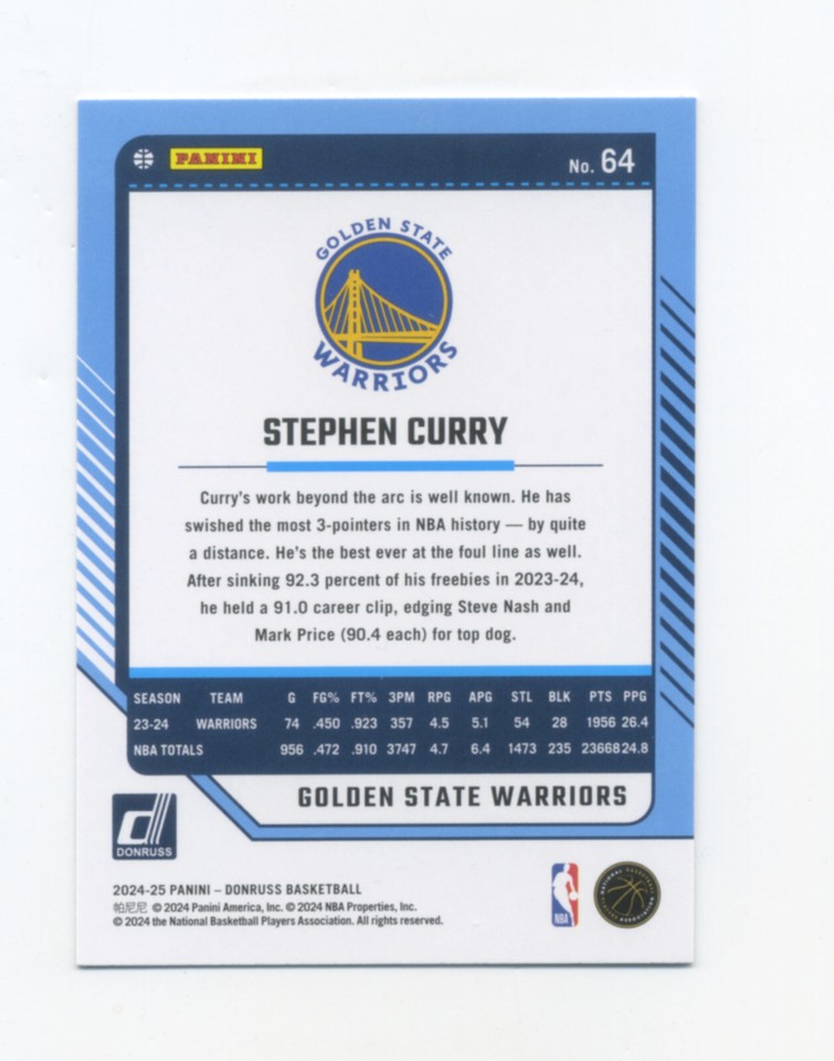 2024-25 Panini Donruss Basketball STEPHEN CURRY Wedge Parallel #64 | eBay