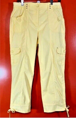 Chico's Yellow Amelia Crop Pants w/ Rhinestone Detail 2 (12 14) Large L ...