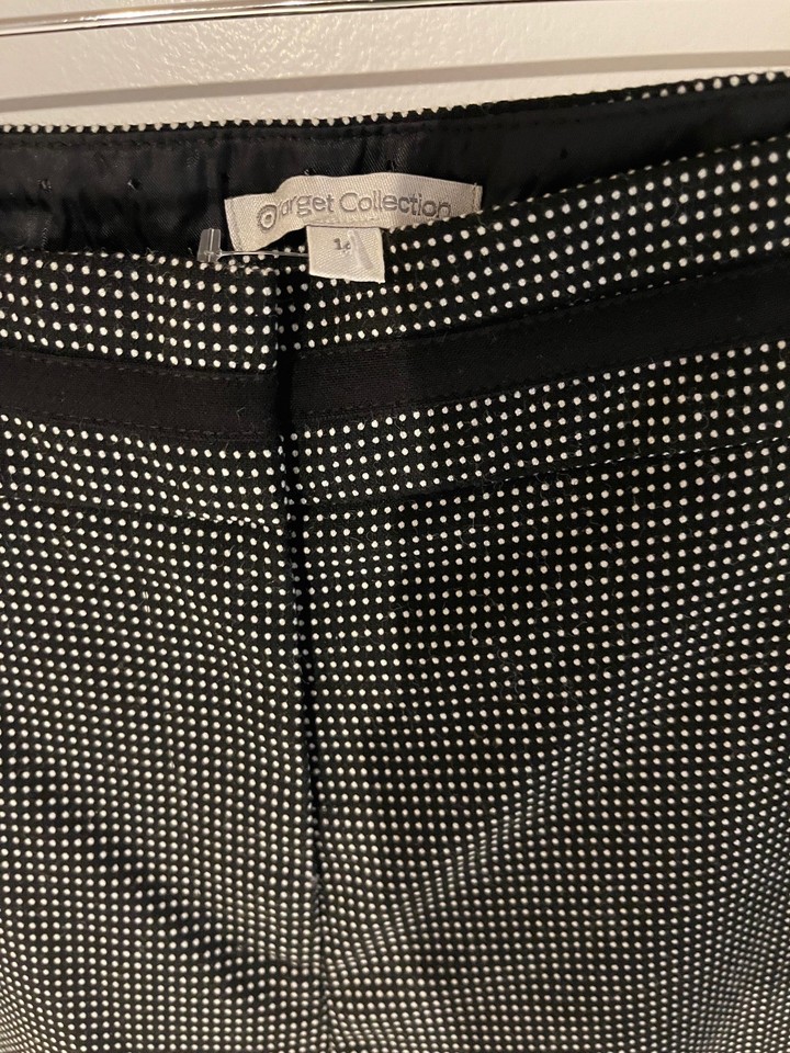 NEW Ladies 14 Tailored style stretch Black & White weave Trousers Pants ...
