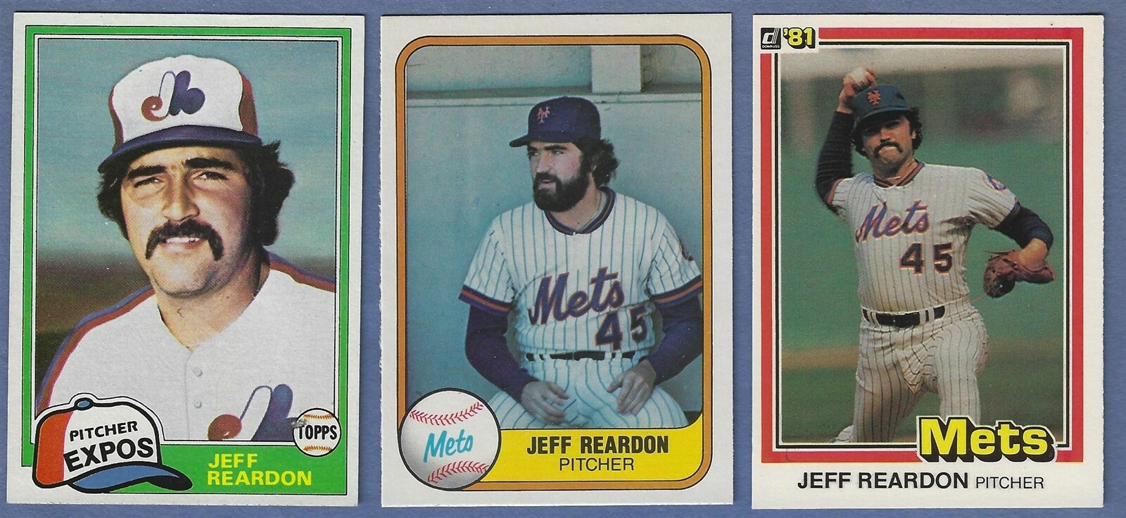 Lof of 3 1981 Jeff Reardon Rookie Cards Topps Traded, Donruss, Fleer ...