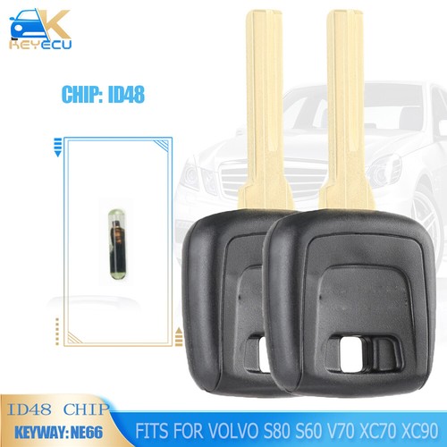2* ID48 Chip Transponder Key for VOLVO S80 S60 V70 XC70 XC90 1999 ...