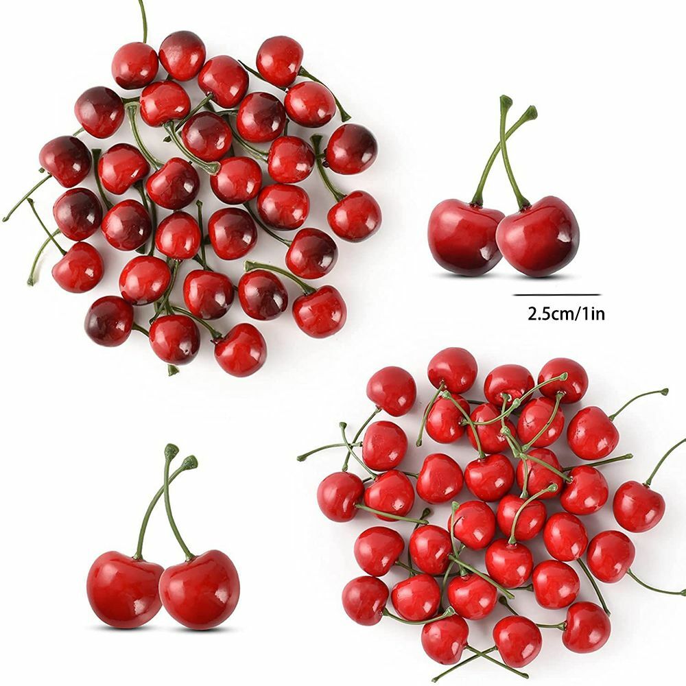 Ornament Mini Lifelike Faux Cherry Fruit Model Artificial Cherries Red ...