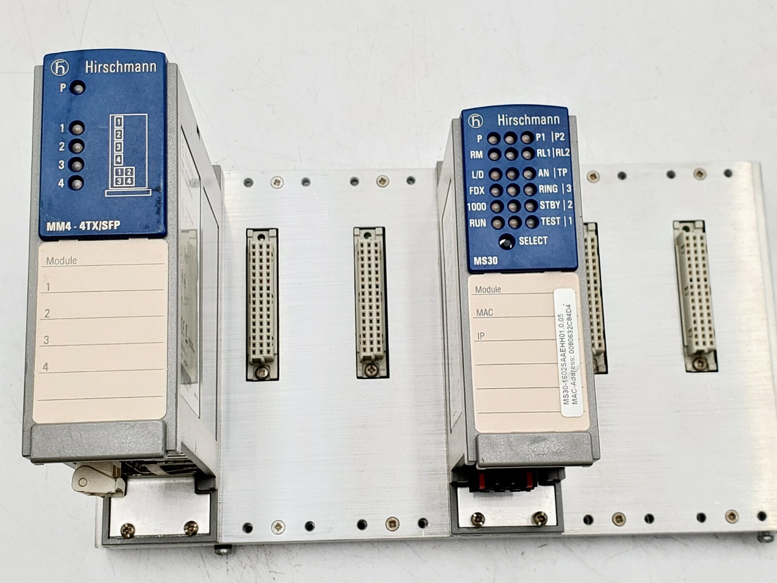 LOT OF 2 - Hirschmann MM4-4TX/SFP & MS30 - Ethernet Module & Industrial ...