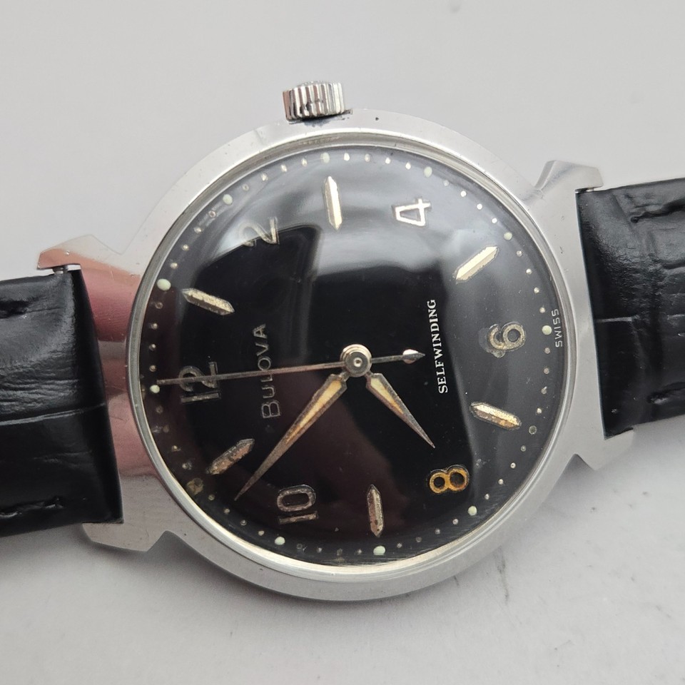 Vintage BULOVA Jet Clipper "D" men's automatic watch 11AFAC Black dial ...