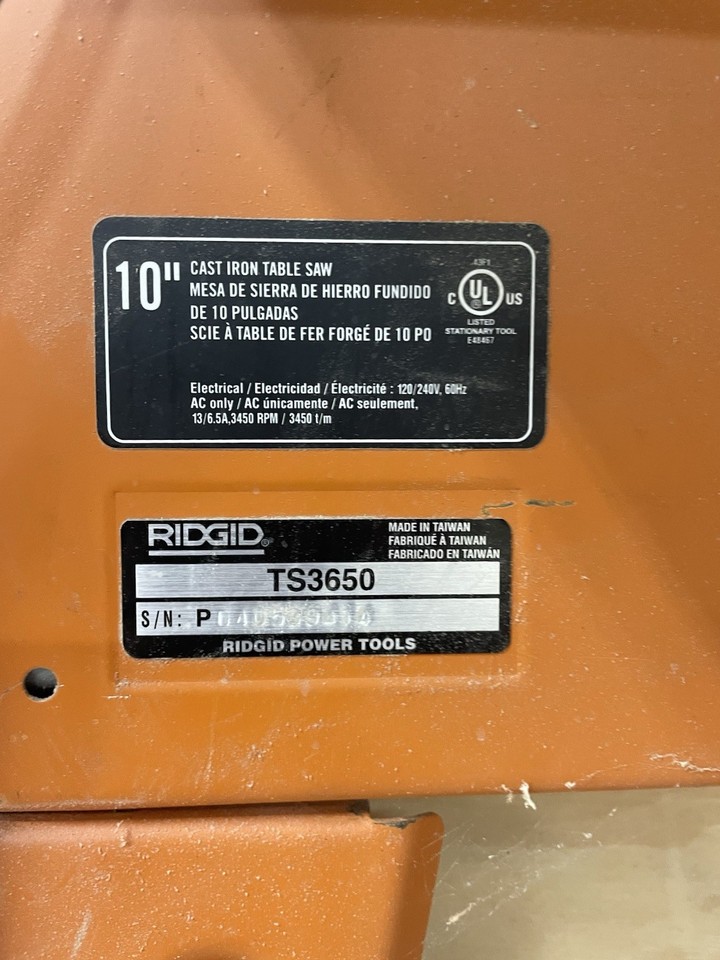 Table Saw with Motor and Fence System Ridgid Ts3650 | eBay