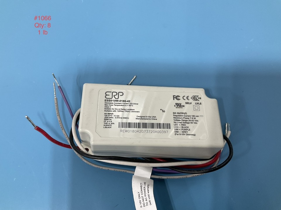 ERP , ESS010W-0180-42 Dimmable Constant Current LED Driver 7.6W 180mA ...