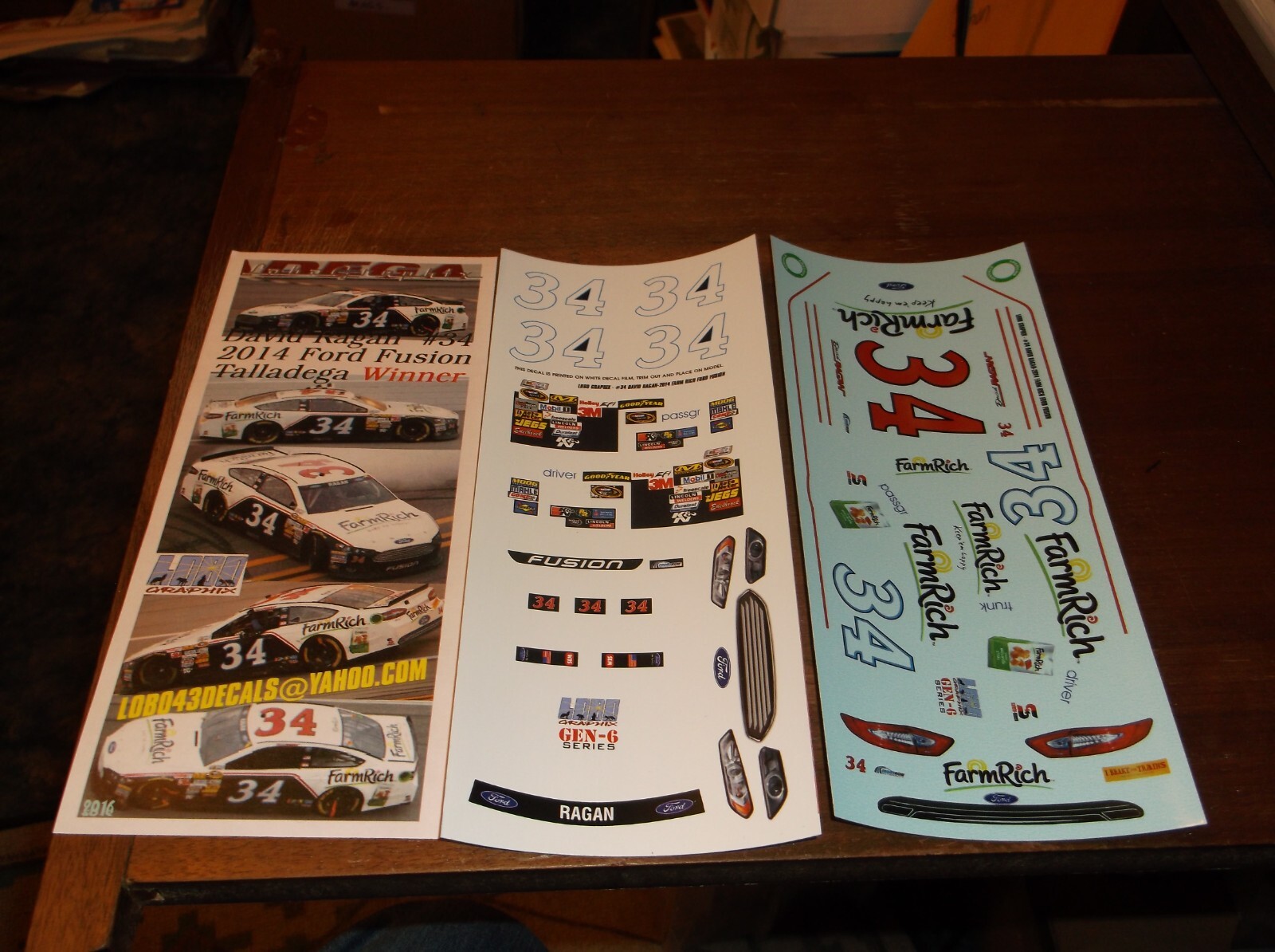 David Ragan #34 2014 FARMRICH Ford Fusion 1/24th scale decals ...