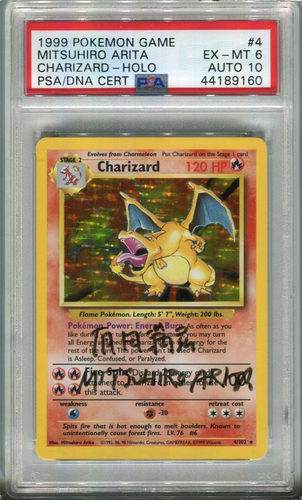 Mitsuhiro Arita Sign Signature PSA (AUTO 10) Charizard Holo 4 Base Set ...