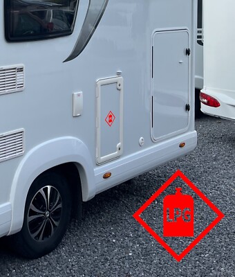 LPG RED WARNING STICKER CARAVAN MOTORHOME CAR 140 x 140mm VINYL DECAL ...