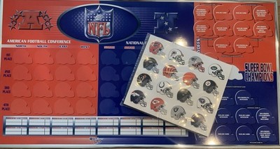 Vintage NFL Magnetic Standings Board w/ 32 Team Magnet Helmets w ...