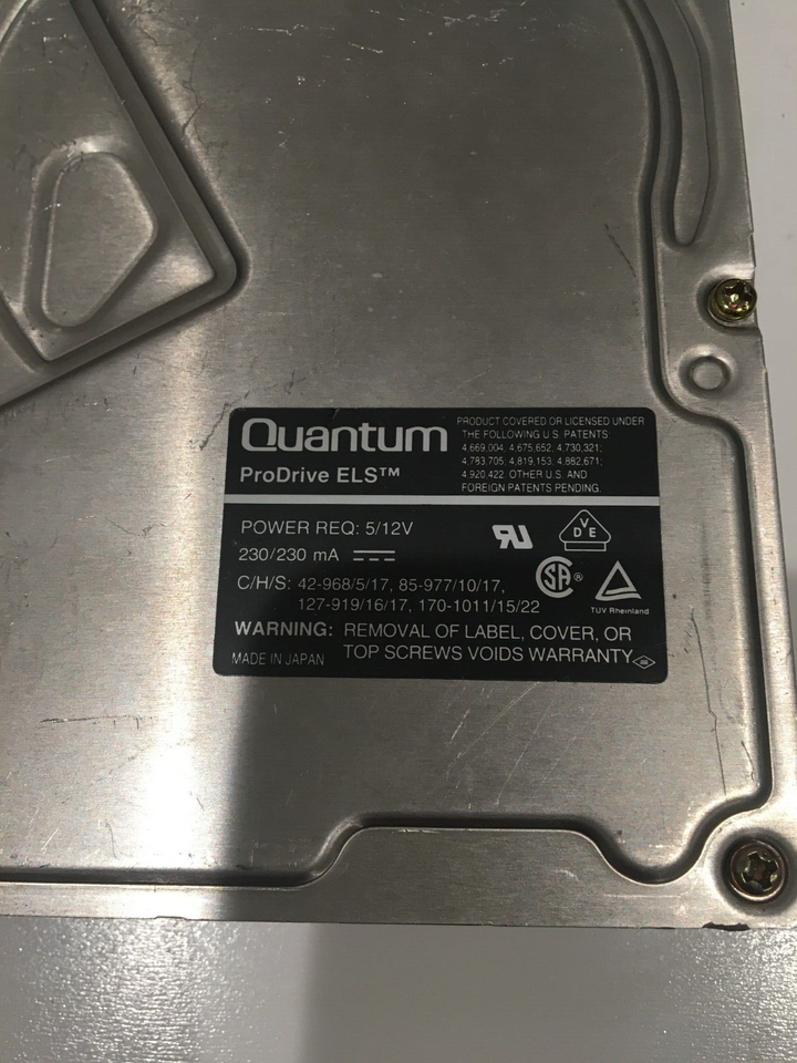 Quantum Prodrive ELS 85S PI08S023 REV 08-M 50PIN 85MB SCSI HARD DRIVE ...