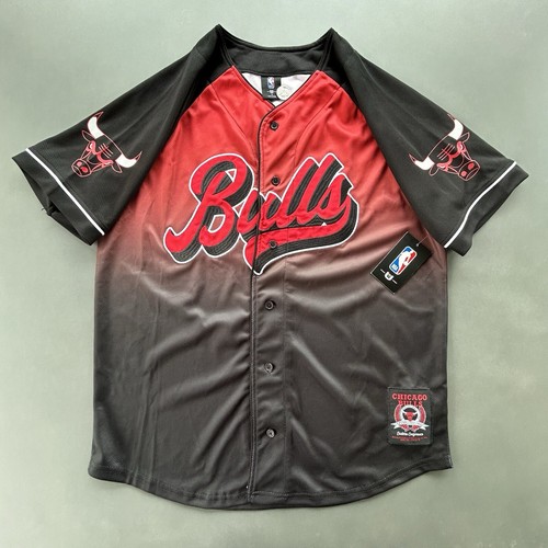 Chicago Bulls Baseball Jersey Shirt Adult Small NBA Script Ombré Logo ...