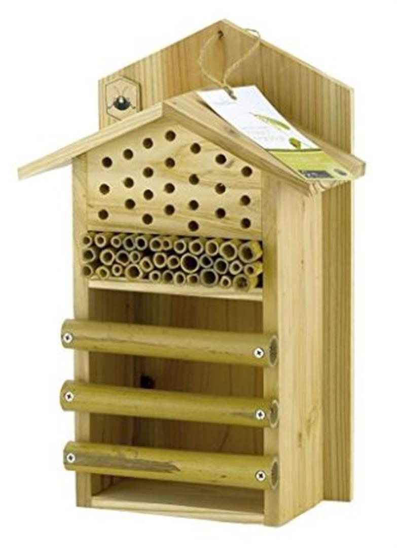 Insect Habitat Tower Hotel Wooden Natural Bee Nest Butterfly Bug Lady ...