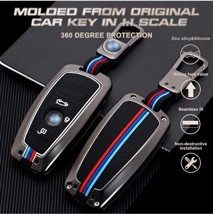 Xotic Tech M-Colored Stripe Gunmetal Grey Metal Key Fob Shell for BMW ...