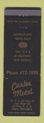 Matchbook Cover - Curlee Motel Peru IN | eBay