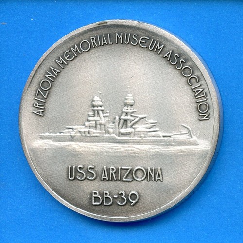 USS Arizona Memorial MACO Pearl Harbor Silver Plated 1.5" Medal Arts Co ...