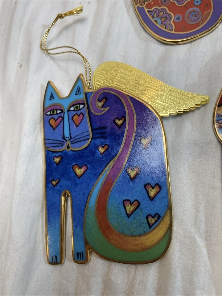Bradford Editions Laurel Burch’s Fantastic Angeli-Cats Ornaments LOT OF ...