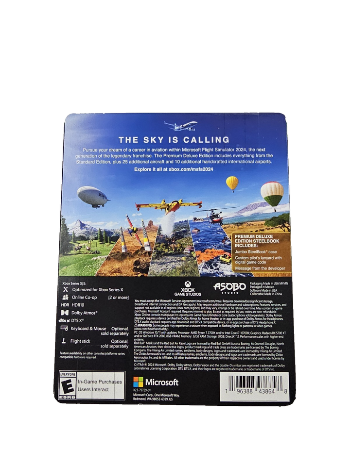 Microsoft Flight Simulator 2024 Premium Deluxe SteelBook Edition XBOX ...