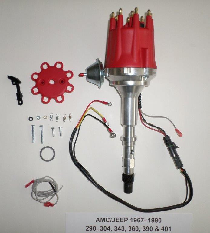 small cap HEI Distributor for AMC JEEP 290 304 360 390 401 + Black Coil ...
