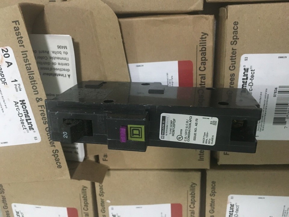 10 x Square D HOM120PDF 1 Pole 20A Combination Arc & Ground Fault ...