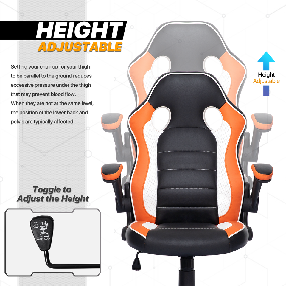 Faux Leather Racer Gaming [CHAIR+PROTECTION FLOOR MAT] Swivel Computer ...