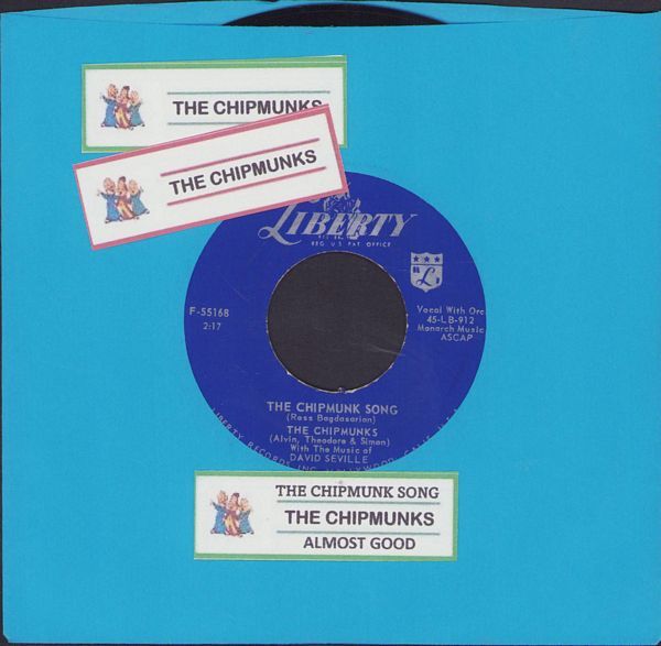 Chipmunks - The Chipmunk Song Liberty 55168 Blue Vinyl 45 rpm Record | eBay